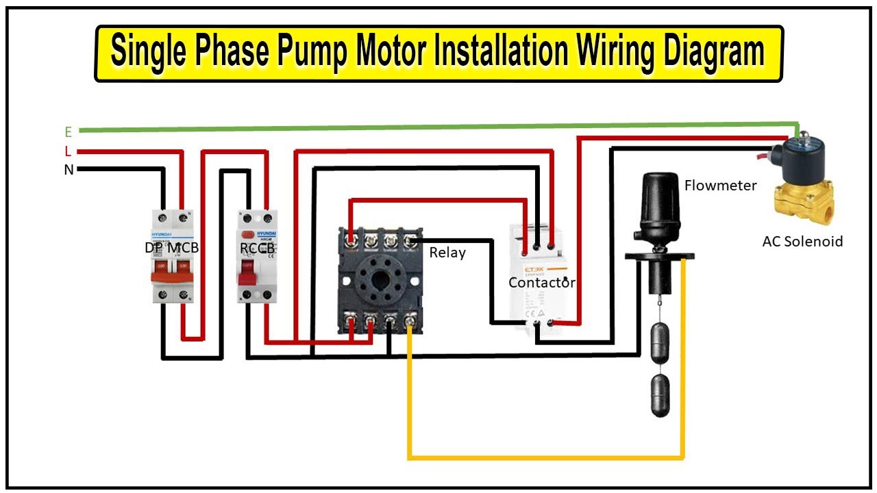 How to make Single Phase Pump Motor Installation Wiring | single phase ...