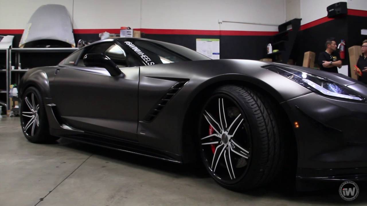 Matte Black Wide Body C7 Stingray 2014 2Pcs Front Wheel Eyebrow Trim