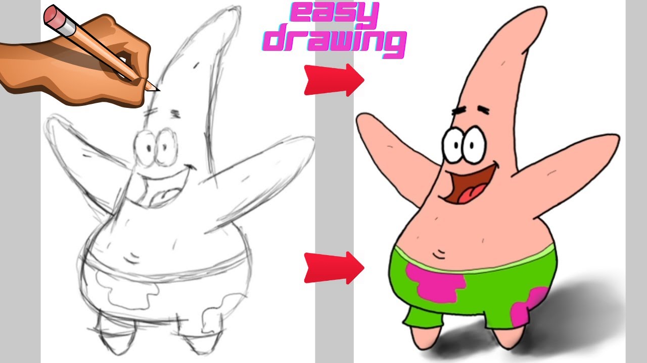 How to Draw Patrick Star - Patrick Star Drawing Step by Step - YouTube