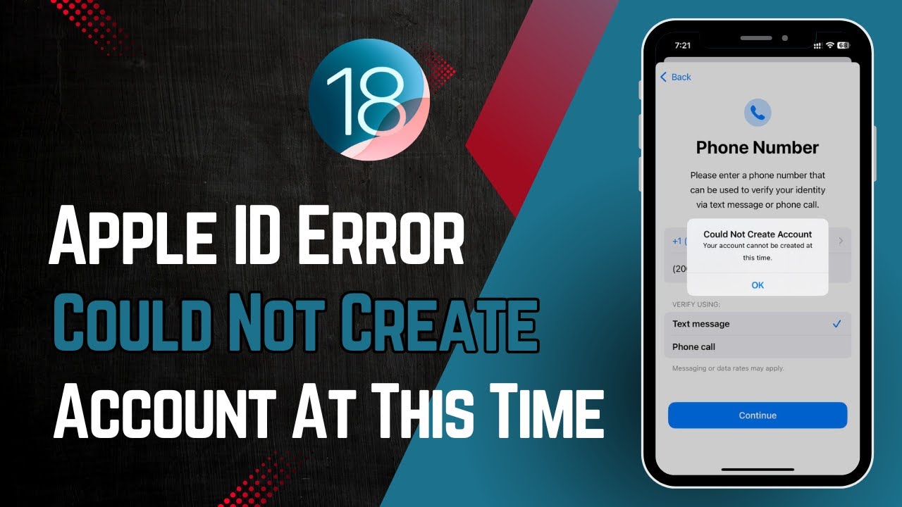 How to fix Apple id problem your account cannot be created at this time - YouTube