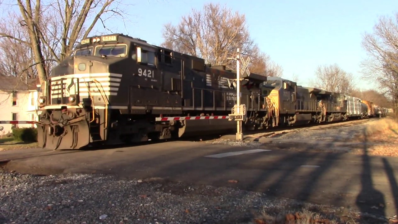 NS 9421, NS 9403, and GECX 7873 (Leased Unit) in Delphi, Indiana - YouTube