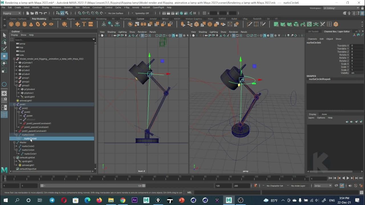 Maya 2022 Tutorial _ Model Rendering rigging animation A lamp_ DAY09 - YouTube