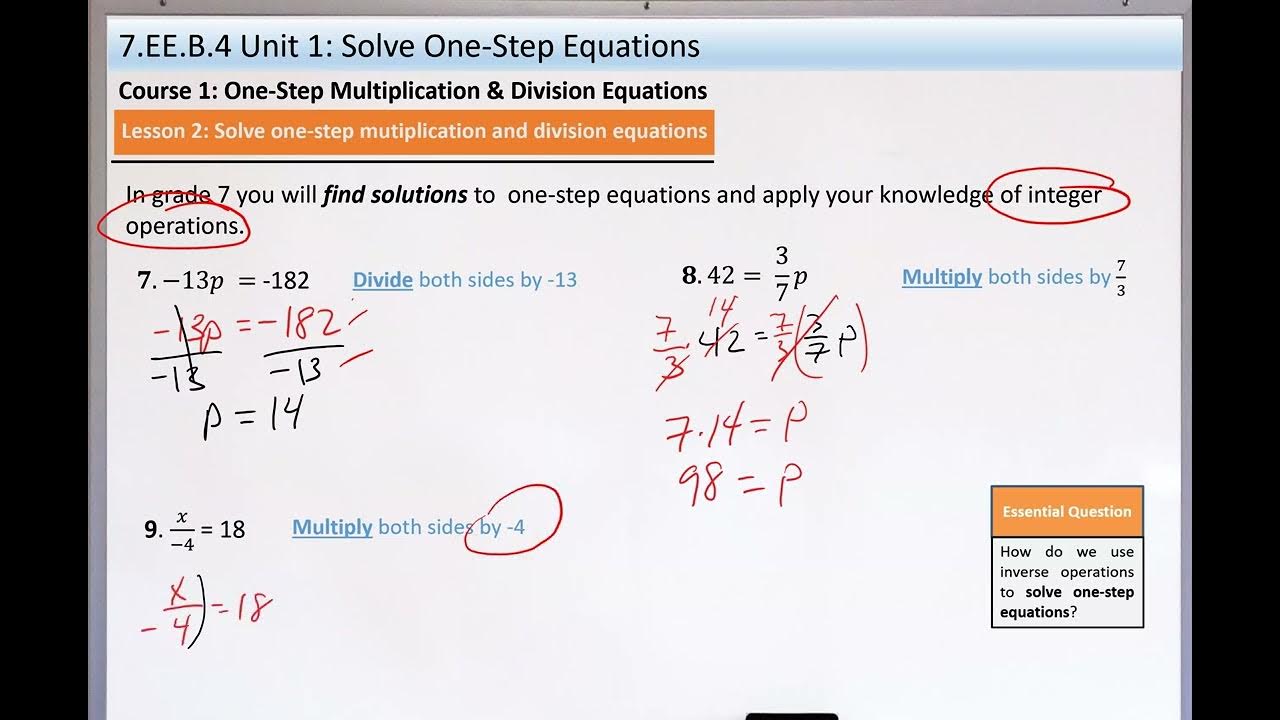 Common Core Math - 7 EE B4-Solve one step multiplication division video 2 - YouTube
