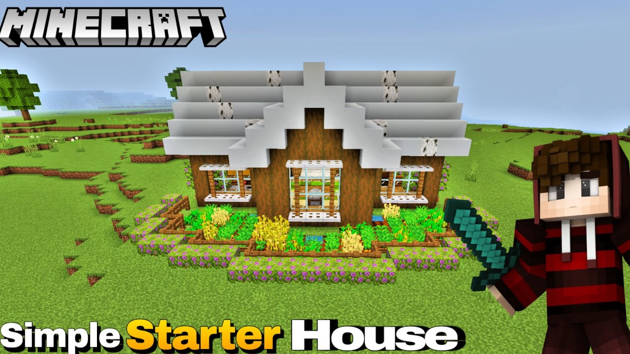 I BUILT SIMPLE STARTER HOUSE IN MINECRAFT | TUTORIAL | - YouTube