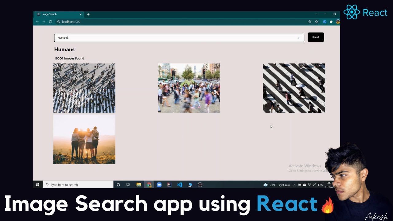 Frontend Of A Image Search App Using React Using Unsplash Api As