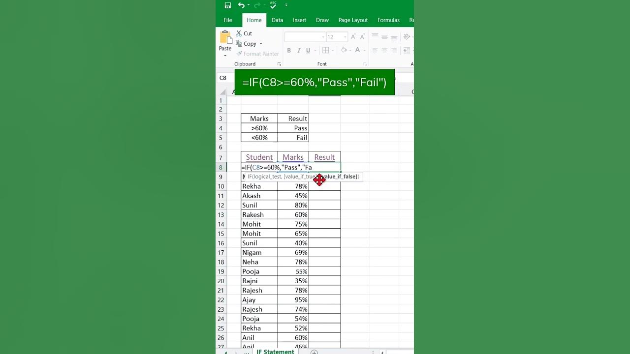 If Statement In Excel Tips And Tricks 😉💯 Exceltips Tutorial Shortvideo Youtube 1732