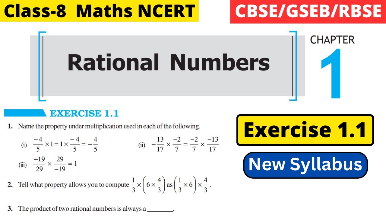 Class 8 Maths Chapter 1 Rational Numbers Exercise 1.1 solved | CBSE ...