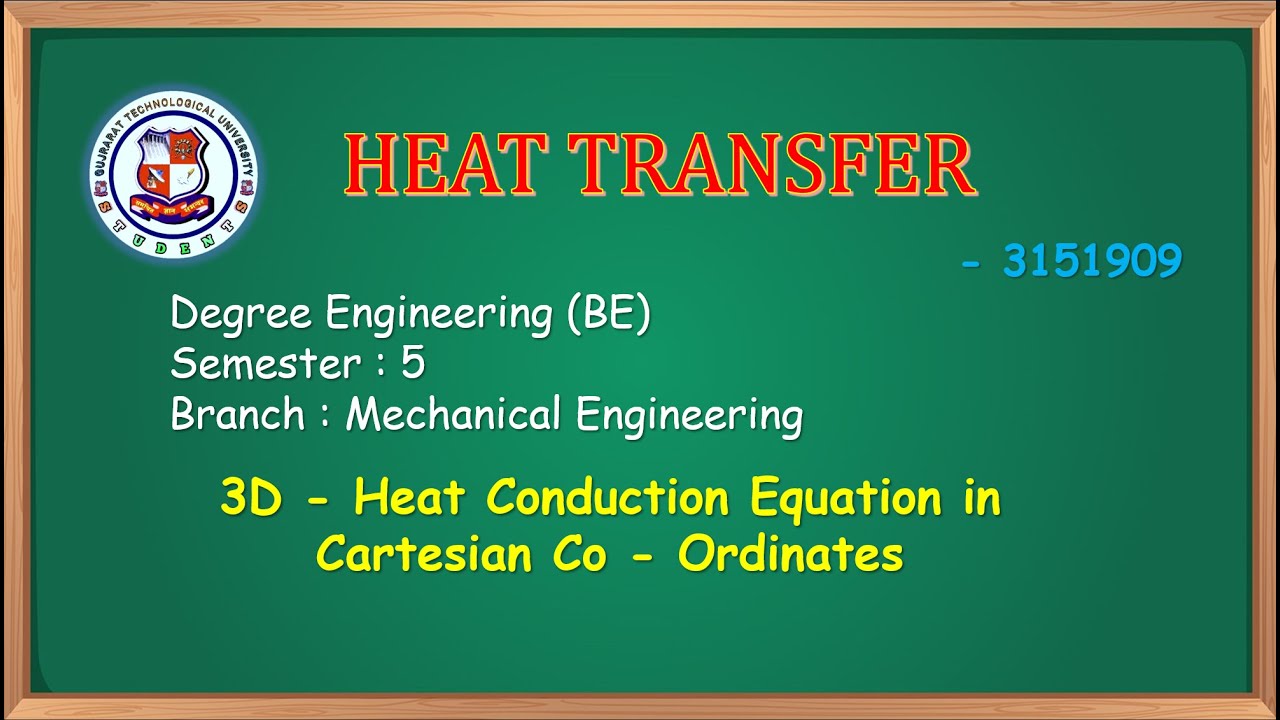 3D - Heat Conduction Equation in Cartesian Co - Ordinates Explain very ...