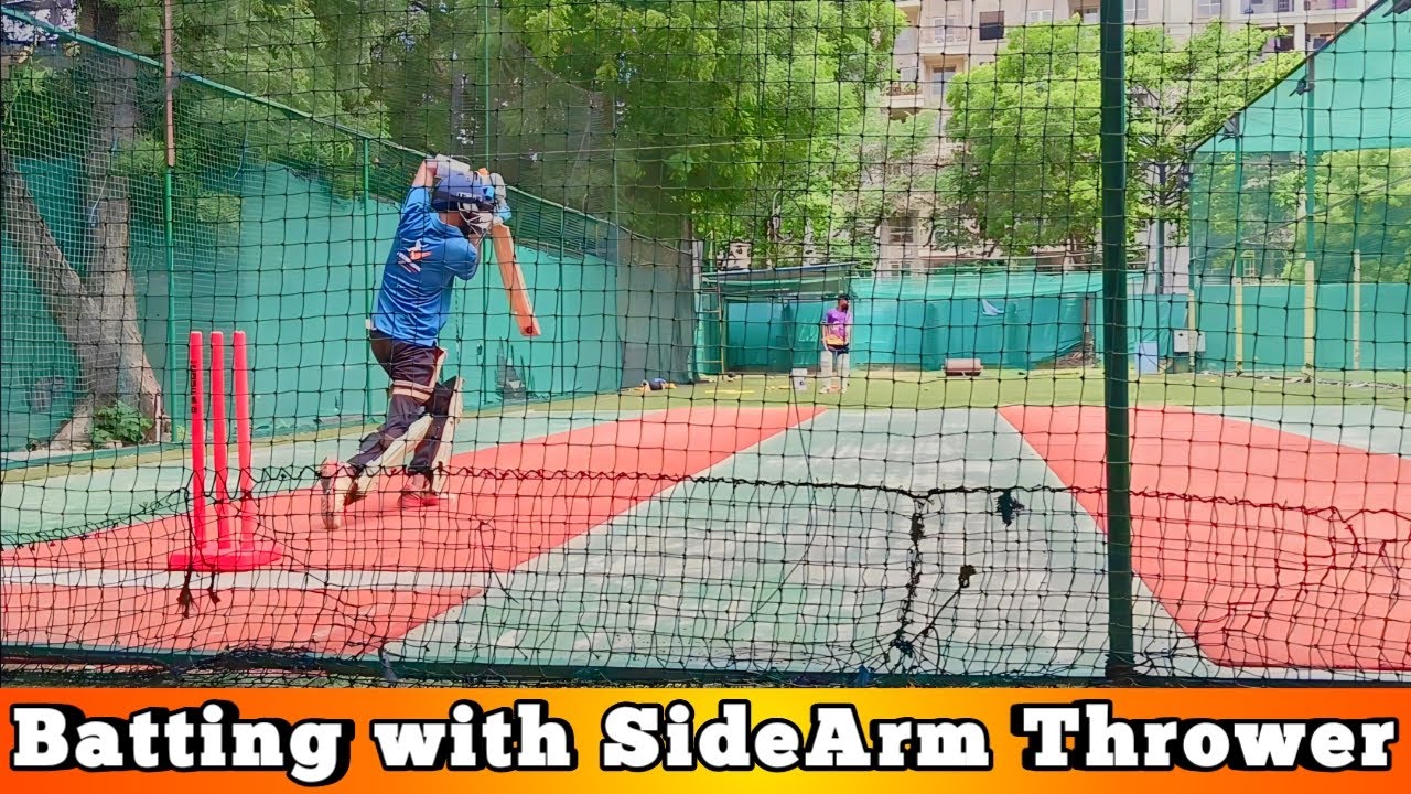 Batting practice with sidearm thrower | batting net practice | sidearm ...