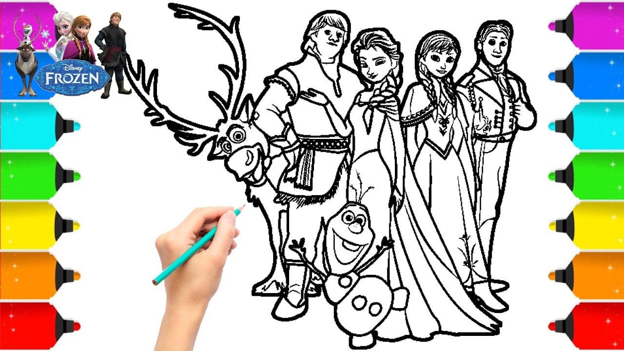 Coloring FROZEN Princess Elsa and Anna | Learn colors for kids and ...
