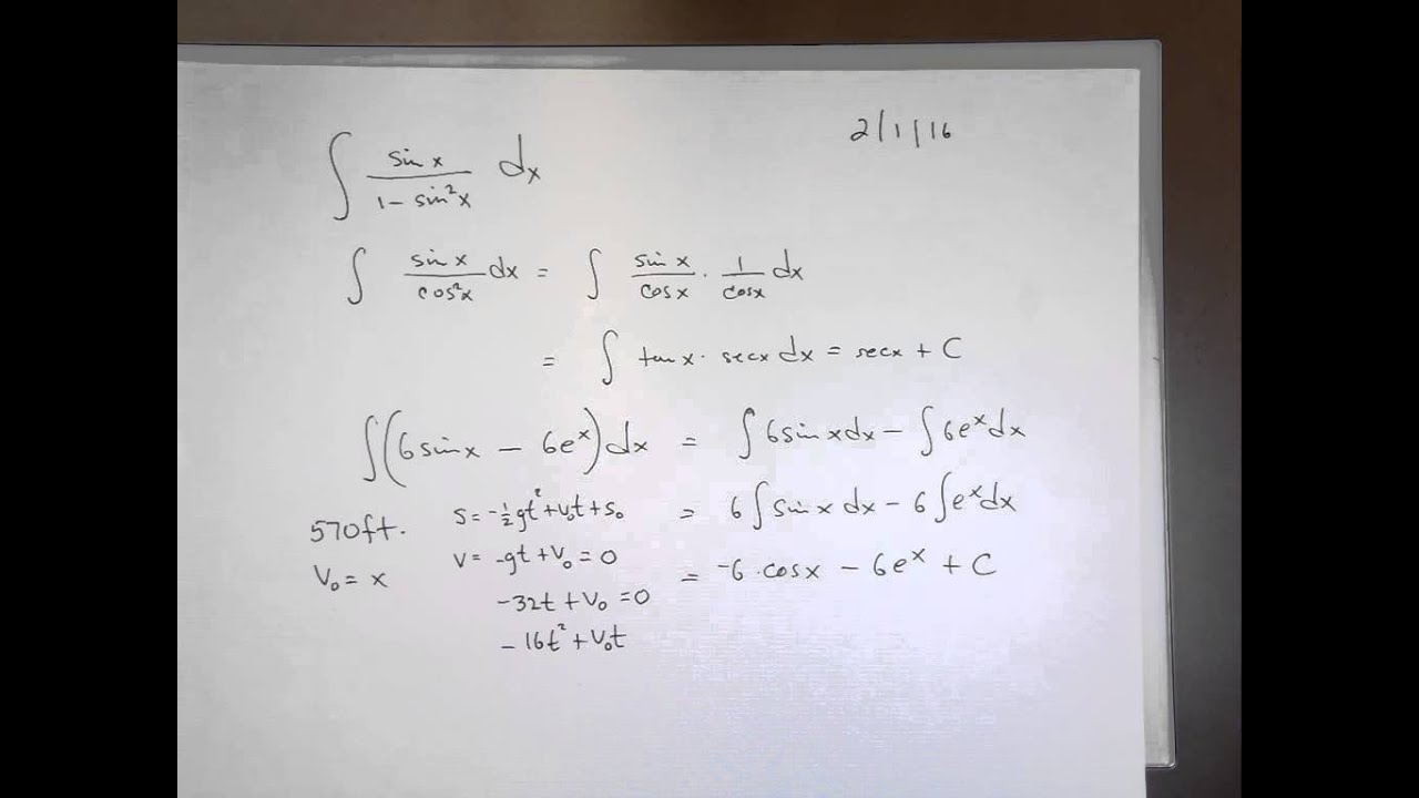 Trig Integration, Sigma Notation, and Definite Integrals 02/02/2015 ...