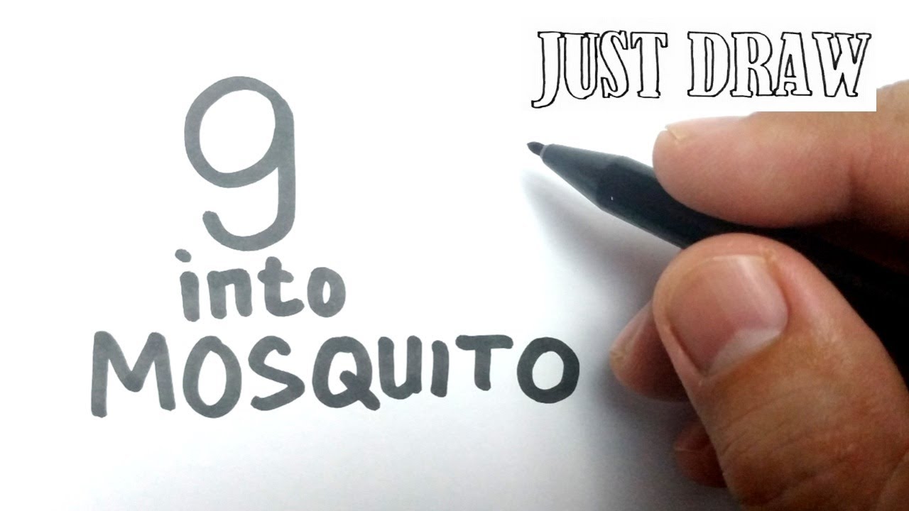 VERY EASY , How to turn number 9 mosquito into cartoon / how to draw ...