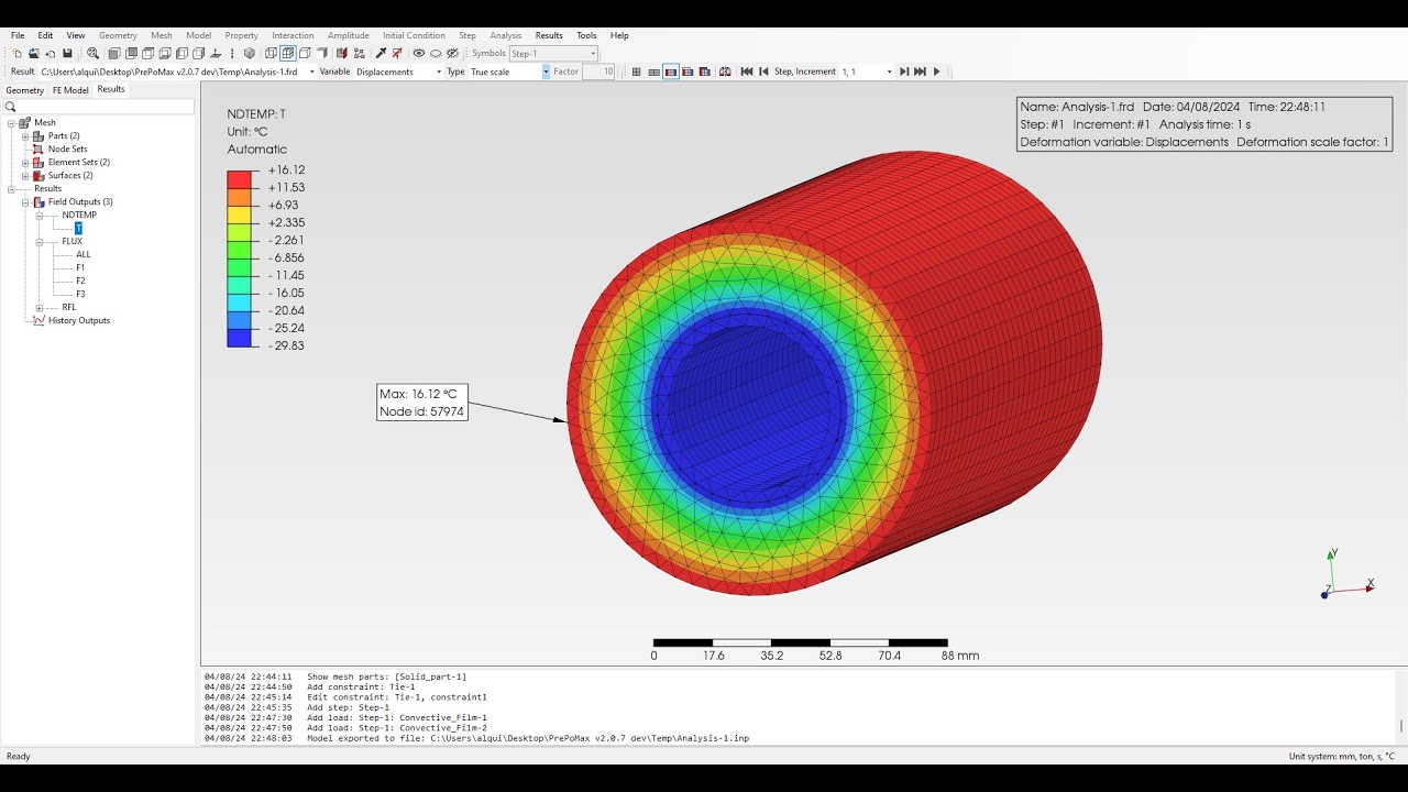 PrePoMax - Tutorial 13 - Heat Transfer in Insulated Pipeline - YouTube