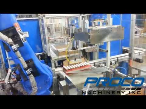 Proco Machinery - Pakman Case Packer with divider insert - YouTube
