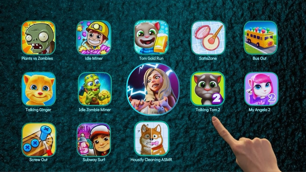 My talking Angela 2, Idle Zombie Miner, Screw Out, My talking Tom ...