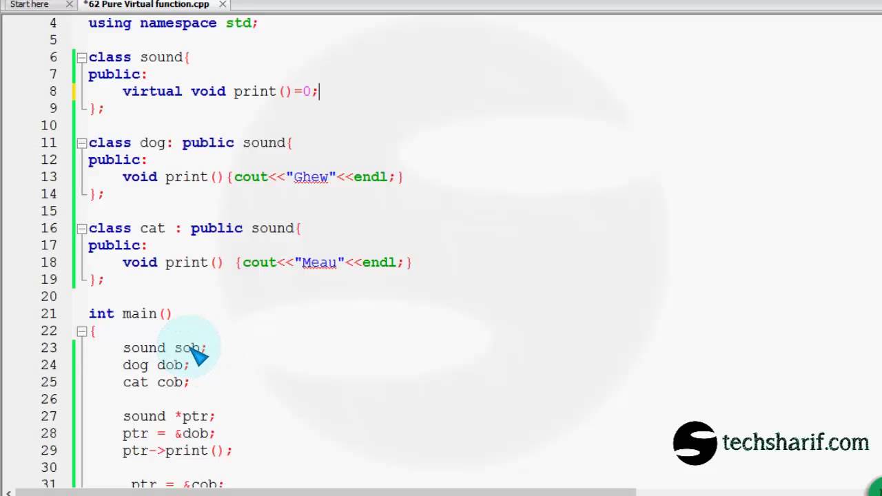bangla c++ video tutorial 62 Pure Virtual function - YouTube