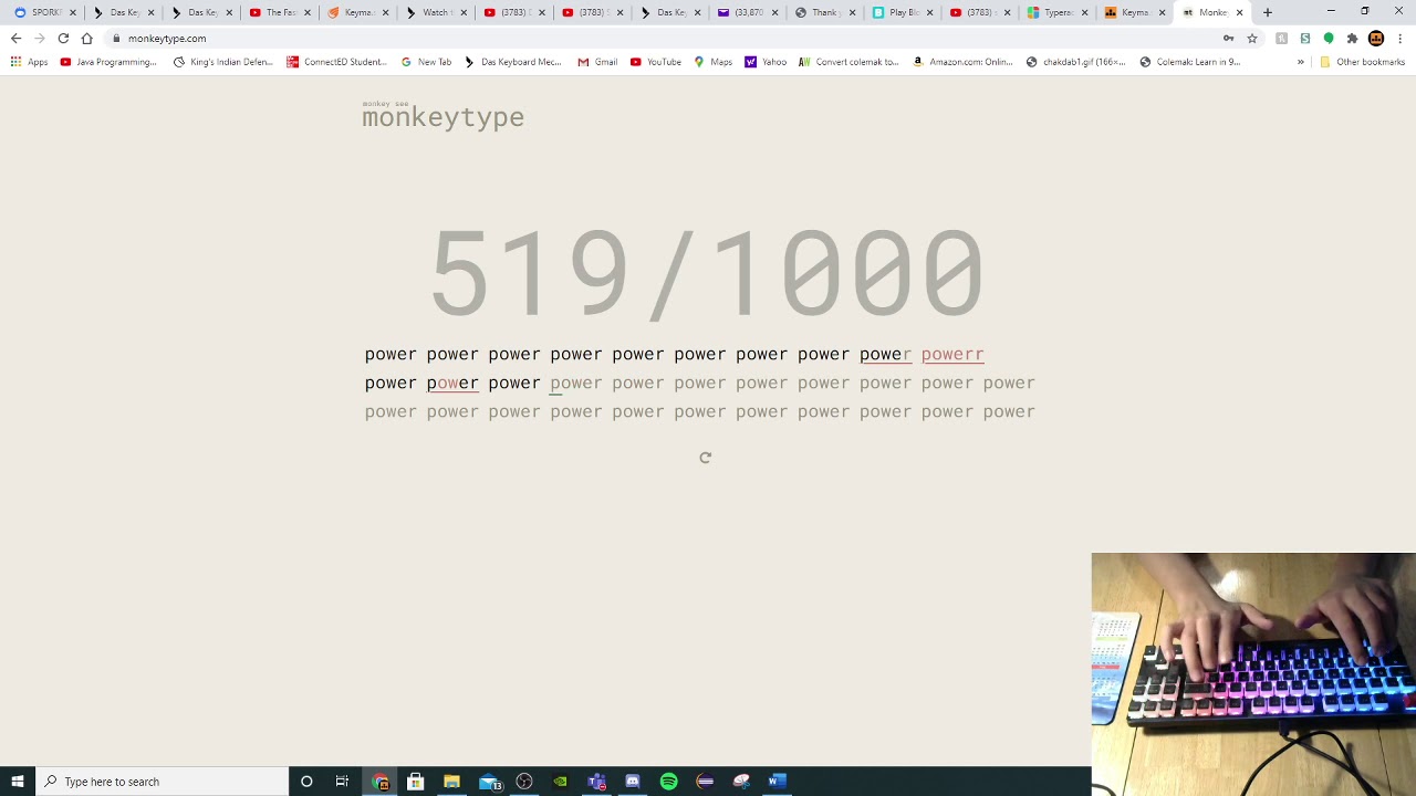 Typing power 1,000 times because I can - YouTube