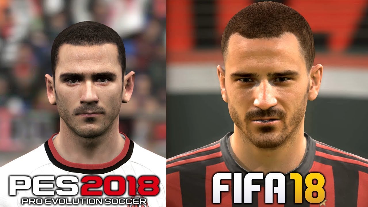 PES 2018 vs FIFA 18 | AC Milan Player Faces Comparison - YouTube