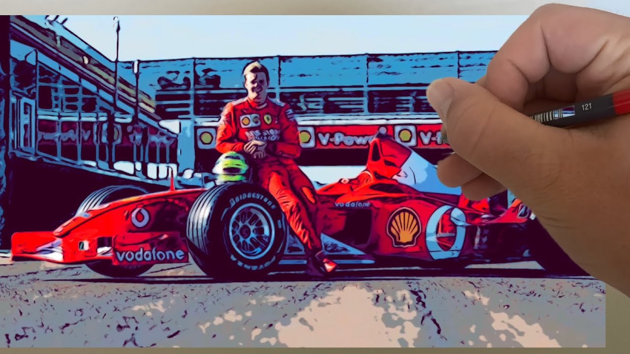 How To Draw a realistic F1 CAR from MICHAEL SCHUMACHER ! #forzaferrari ...