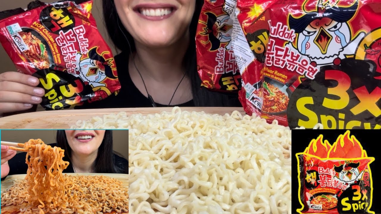 EATING 6X SAMYANG BULDAK NUCLEAR FIRE NOODLES CHALLENGE (EATING SOUNDS ...
