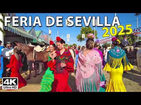 💃🏼Feria de Abril 2025 in 4K 🥂Seville's April Fair 🐎Virtual Walk Tour, Spain
