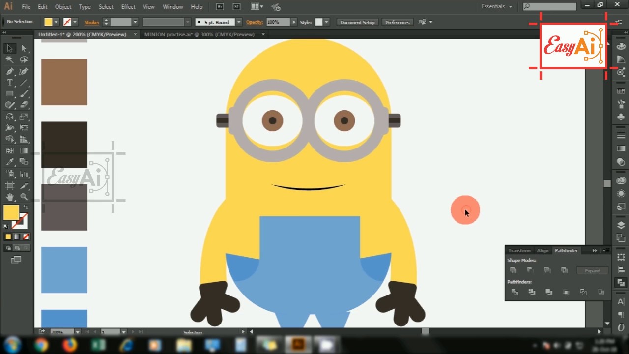 Illustrator Cs6 tutorials Minion Design - YouTube