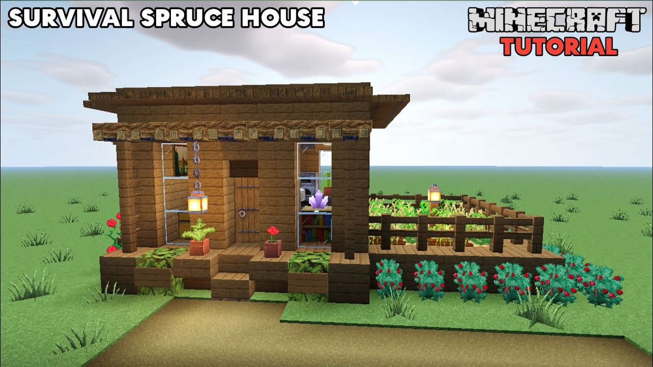Survival SPRUCE HOUSE In Minecraft 🏡 [Tutorial] - YouTube