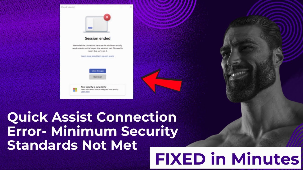 Quick Assist Connection Error Minimum Security Standards Not Met - YouTube
