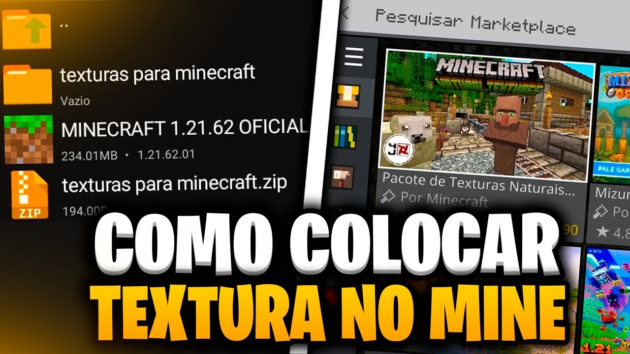 COMO COLOCAR TEXTURA NO MINECRAFT NO CELULAR (BEDROCK/JAVA e PE) PELO ZARCHIVER [2025] - YouTube