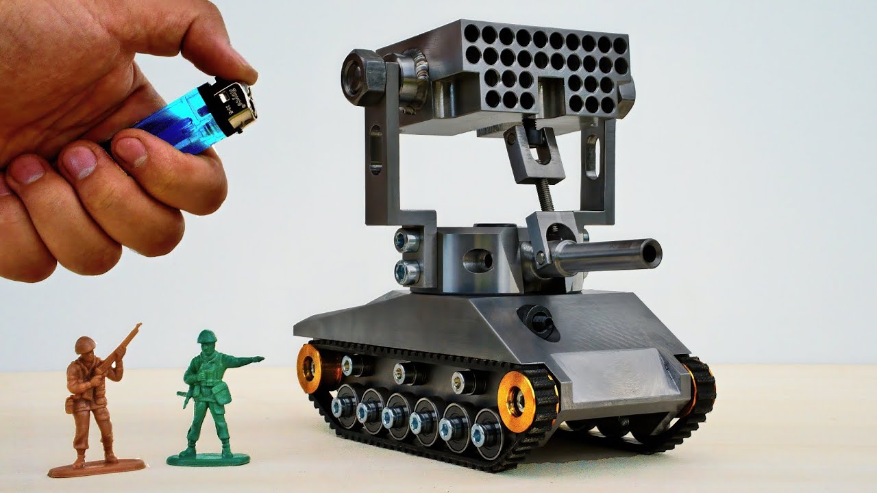 ARTILLERY mini Cannon TANK. M4A3 Sherman Calliope. - YouTube