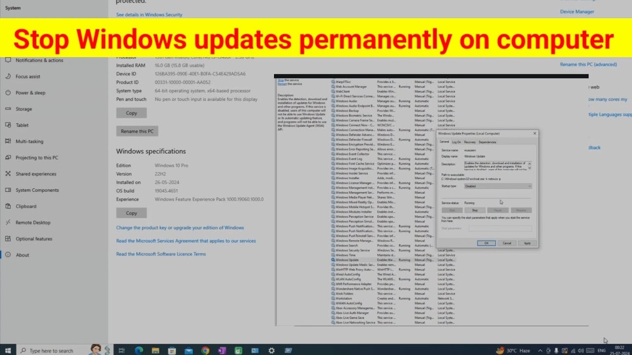 Stop Windows update permanently on your computer - YouTube