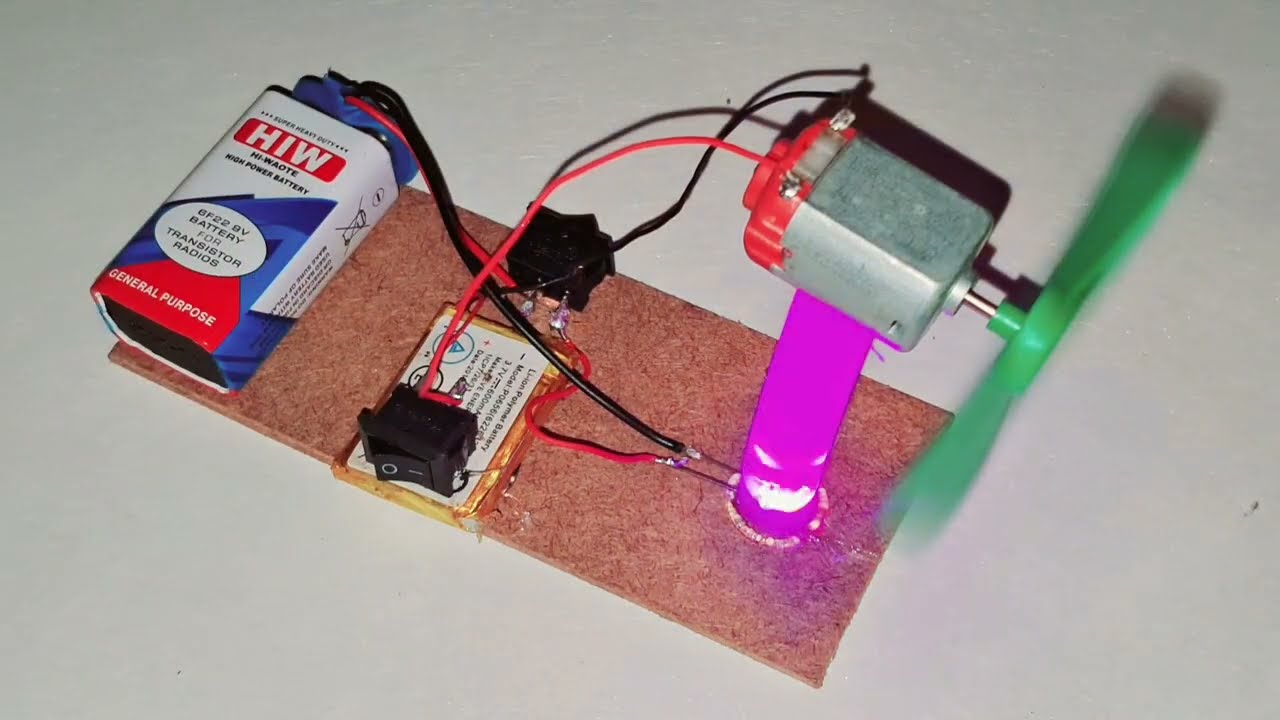 mini 9 volt battery table Fan // Table light fan DIY project // school ...