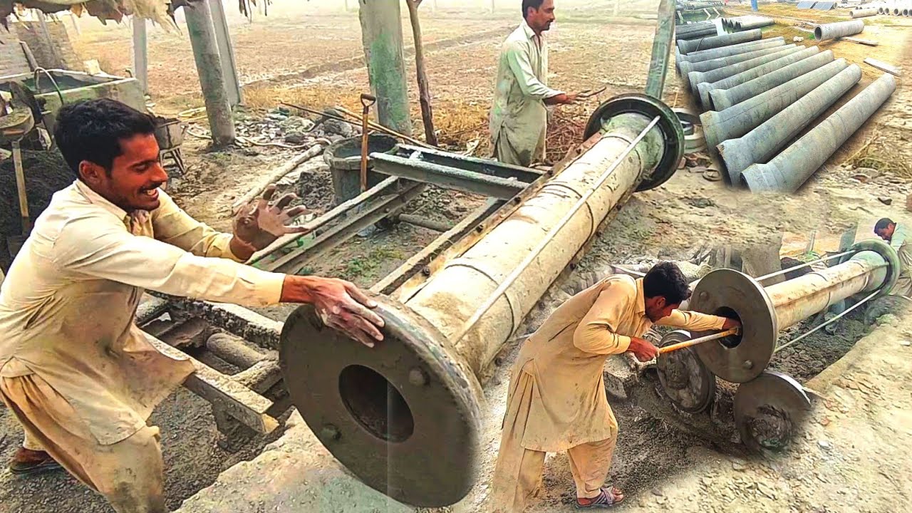 How to Make Concrete Cement Water Pipe || Manufacturing Concrete Cement ...