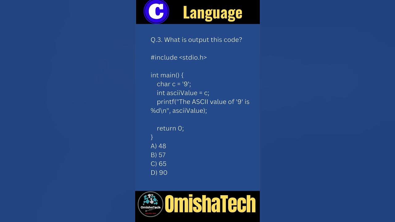 Ascii Value C Programming Shorts Viral Omishatech Asciivalue Ascii Cprogramming Youtube