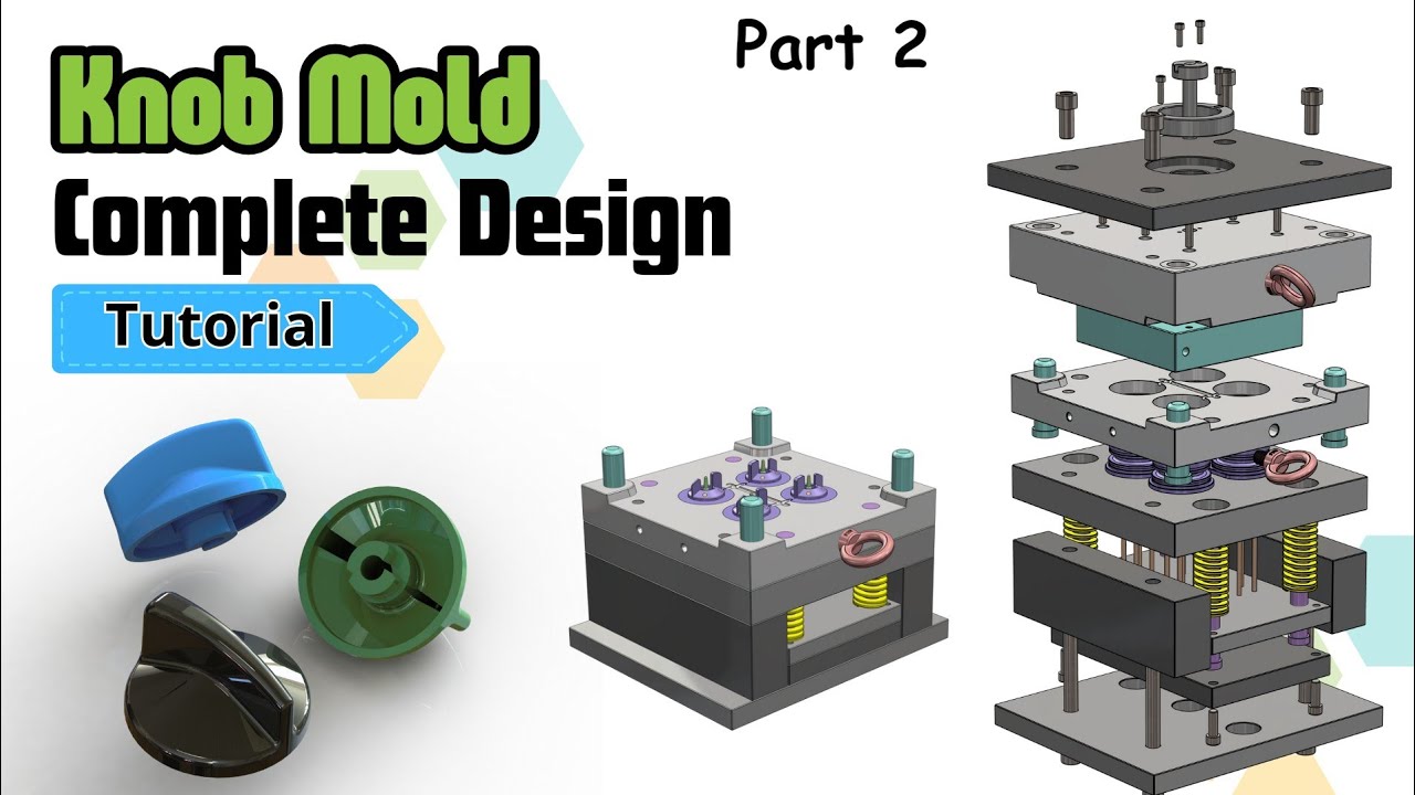 SOLIDWORKS MOLD DESIGN - Complete Mold Design - Knob Multi Cavities 2/2 ...