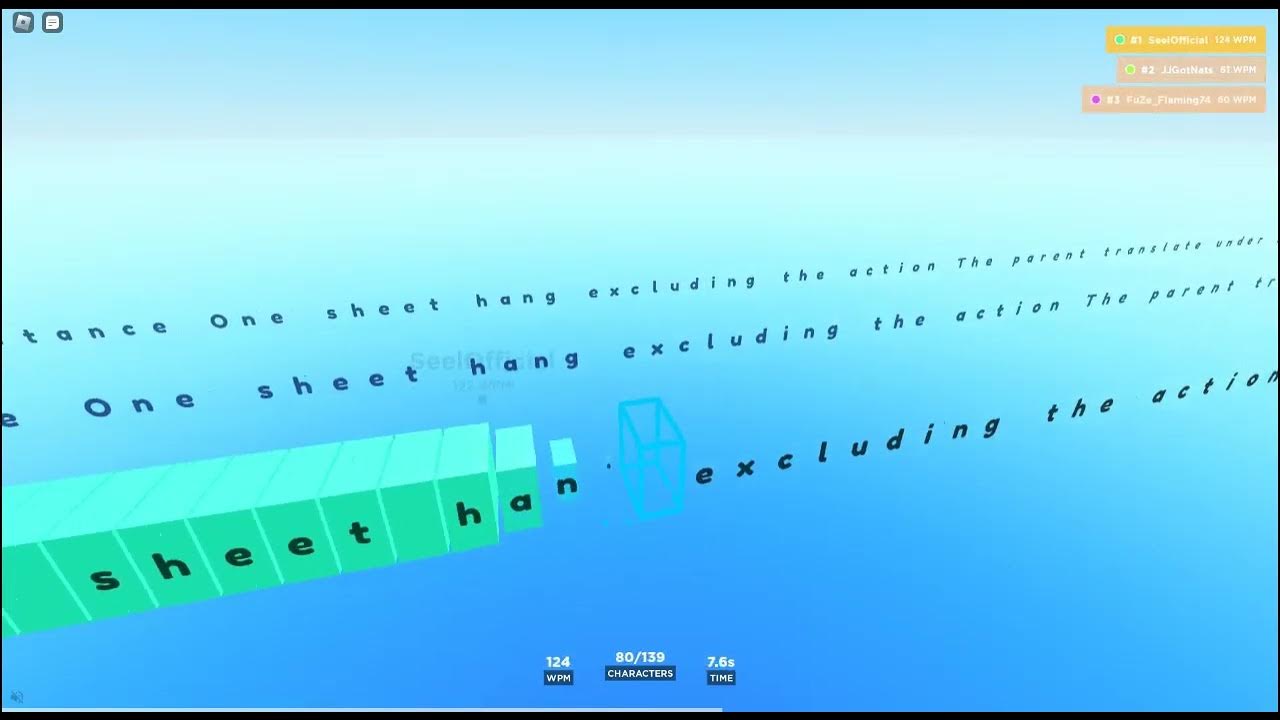119 WPM (personal record in Type Race on Roblox) - YouTube