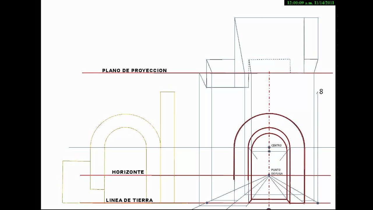 PROYECCION CONICA PERSPECTIVA PLANOS CURVOS CON UN PUNTO DE FUGA - YouTube