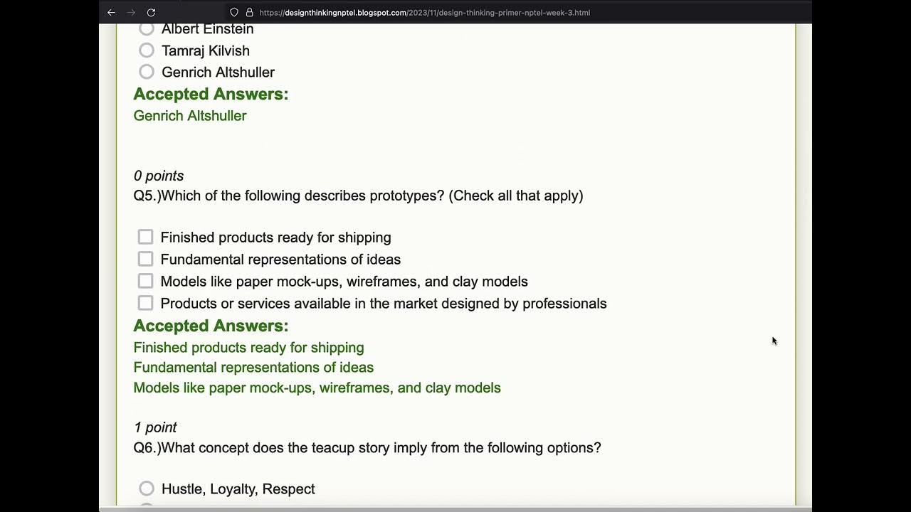 Nptel Design Thinking A Primer Week 3 Assignment 3 Solutions 2023