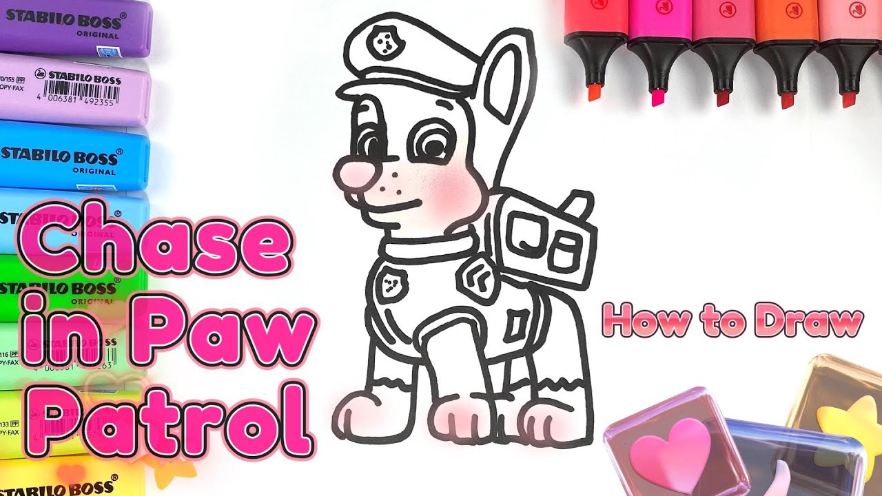 How to Draw Chase in Paw Patrol. - YouTube