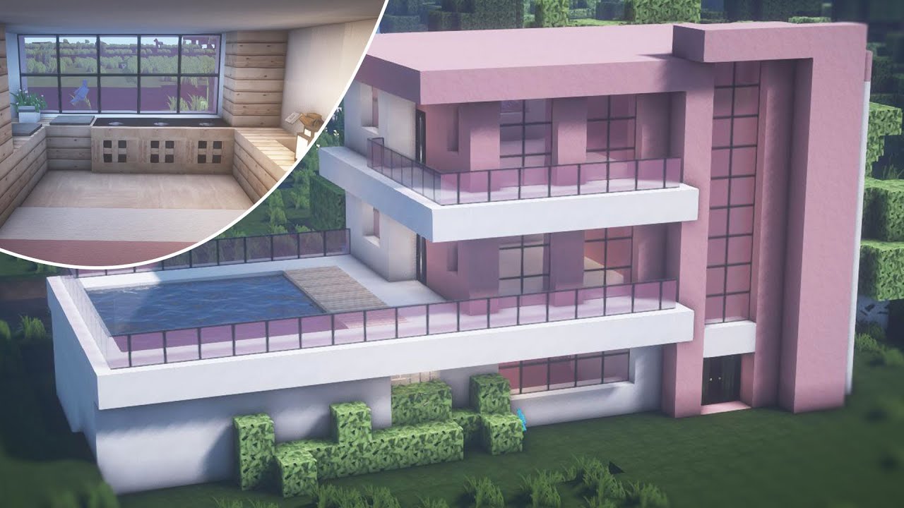 Minecraft 🌷 Large Modern House Interior Tutorial ( Home furniture ...