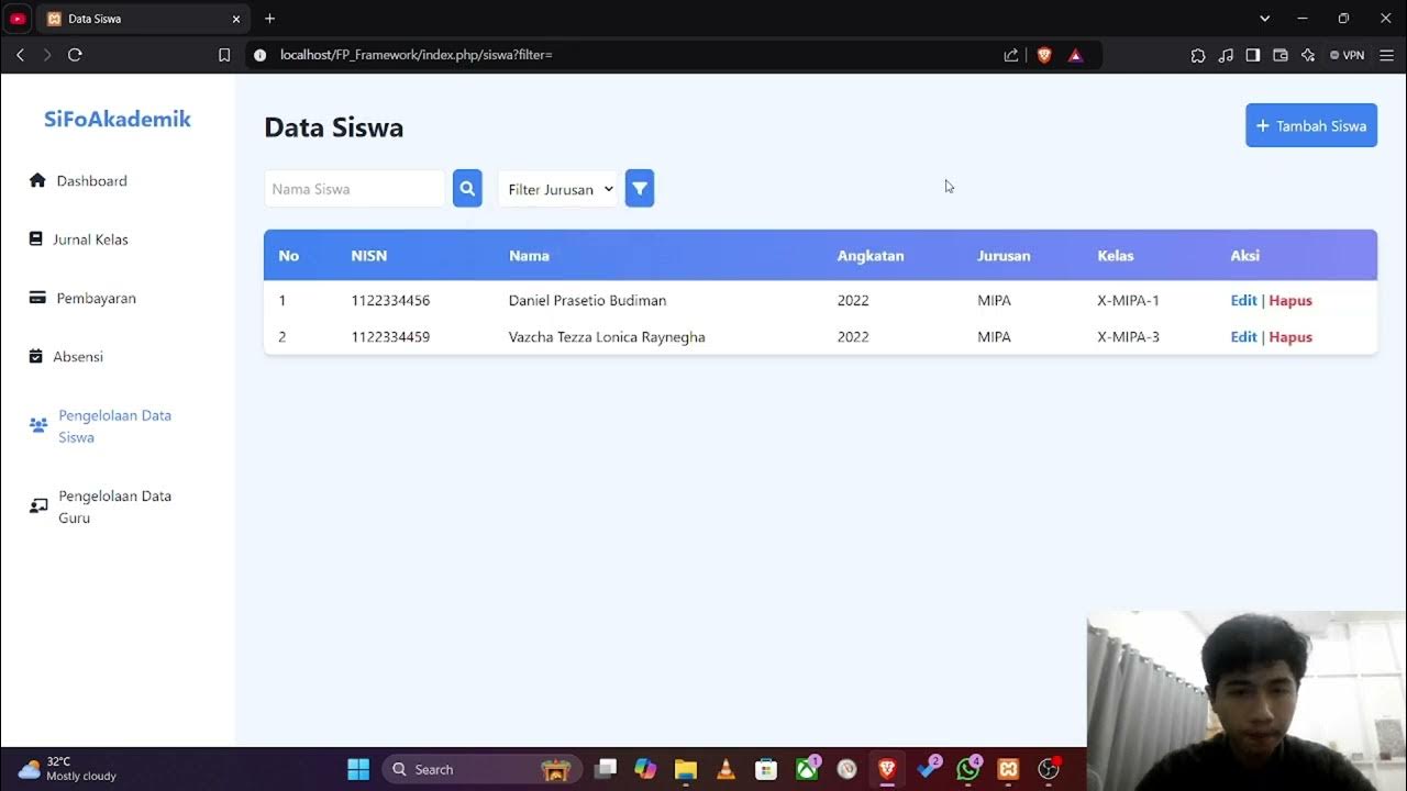 Progress Final Project Sistem Informasi Akademik Pemrograman Framework Kelompok 9 - YouTube