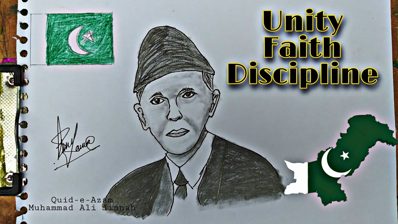 How to draw Quaid-e-Azam / speed drawing easy and short - YouTube