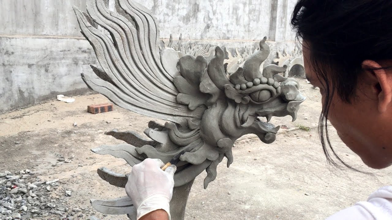 Construction of dragon statues by cement - NTD construction - YouTube