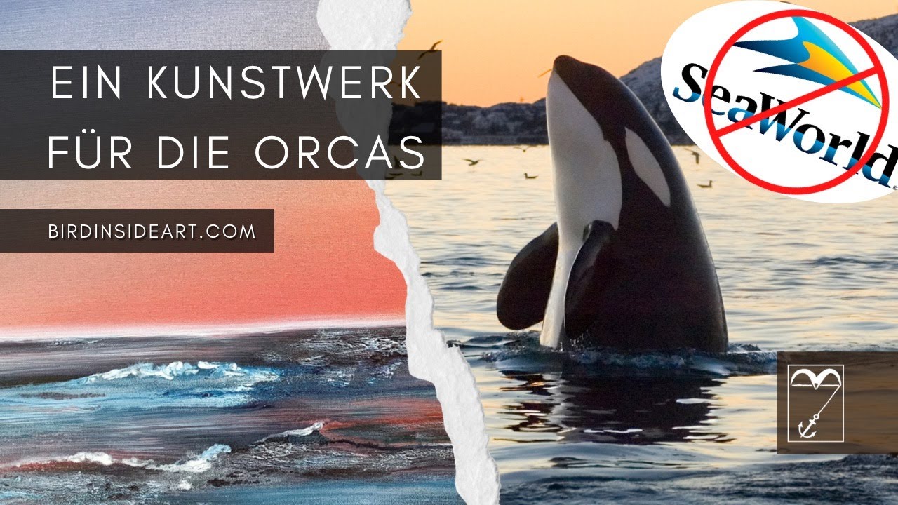 Acryl malen | Meer Acrylbild | Orcas | Abstrakte Meerlandschaft | GEGEN ...