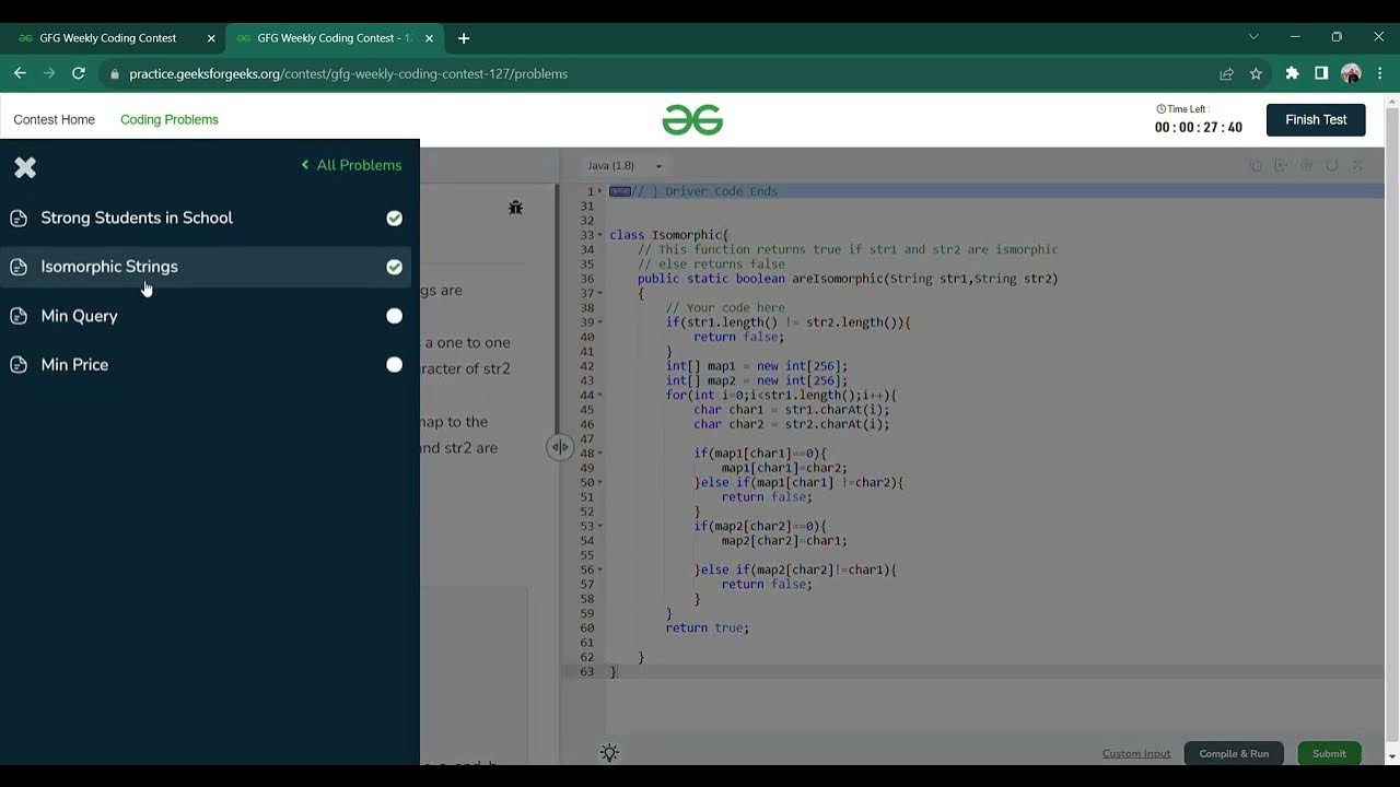 GFG Weekly Coding Contest 127 Practice solution - YouTube