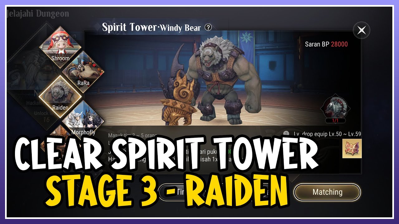 CLEAR SPIRIT TOWER STAGE 3 RAIDEN - GAMEPLAY RAID | Revelation Mobile ...