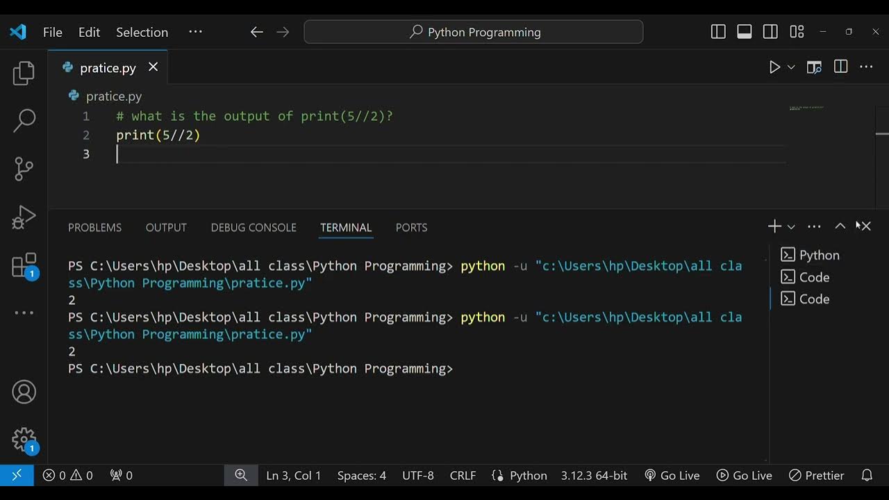 Q1 python #python #learn #education #print - YouTube