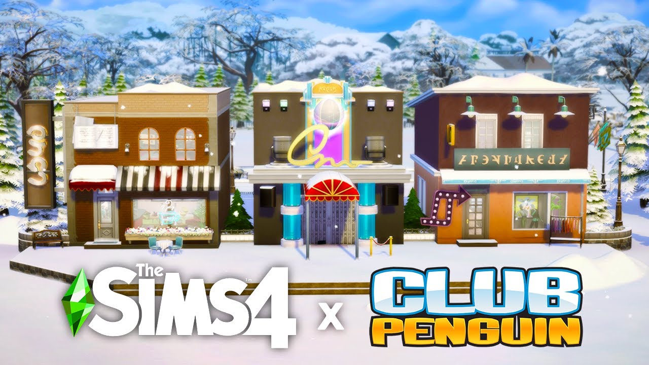 I Built Club Penguin's Town Center in The Sims 4 - YouTube