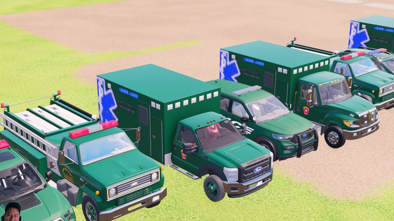 Emergency vehicles pass through colorful obstacles Transporting Game ...