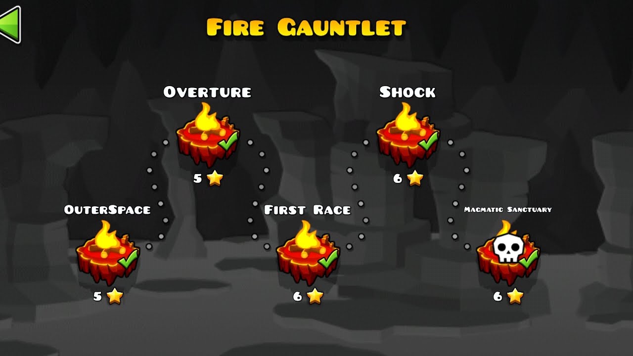 «Geometry Dash» (2.111) (Gauntlets) Все уровни Fire Gauntlet - YouTube
